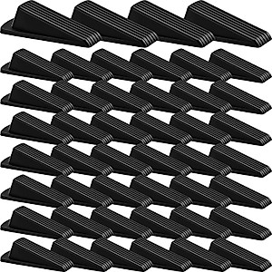 Frienda 48 Pcs Door Stoppers Bulk Rubber Door Stop Wedge Door Stopper for Bottom of Door Sturdy Door Stop for Heavy Duty Door Bottom Carpet Tile Concrete Wooden Floor (Black)