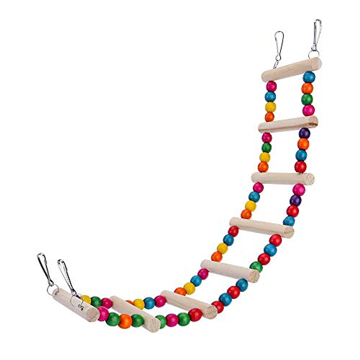 Mogoko Wooden Bird Ladders and Rope Swing Set, Cage Hanging Bridge Toys for Small Parakeets Cockatiels, Lovebirds, Conures, Macaws, Lovebirds, Finches