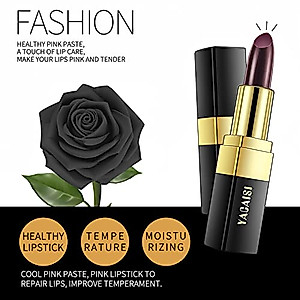 Lip Balm Lipstick, YACAISI Lip Stain Long Lasting Waterproof, Long Lasting Nutritious Lip Balm Lips Moisturizer Lipstick For Women (Black Rose)