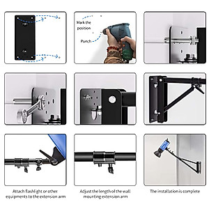 Selens Wall Mount Boom Arm with Triangle Base, Max Length 51inches/130cm Adjustable Camera Mount Up to 4.26ft for Photography Studio Video Strobe Flash, Ring Light, Softbox, Umbrella Reflector etc.
