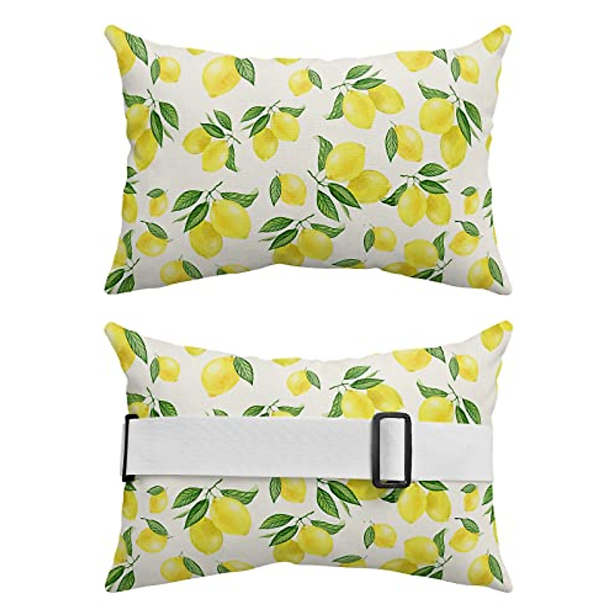 Recliner Head Pillow Ledge Loungers Chair Pillows with Insert Summer Farm Rustic Yellow Lemon Lumbar Pillow with Adjustable Strap Outdoor Waterproof Patio Pillows for Beach Pool Chair, 2 PCS