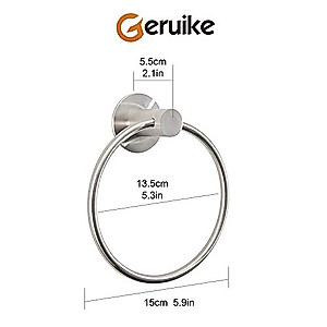 GERUIKE Adhesive Towel Ring Wall Mount Hand Towel Ring Self Adhesive Towel Hanger Stainless Steel Rustproof Brushed Nickel