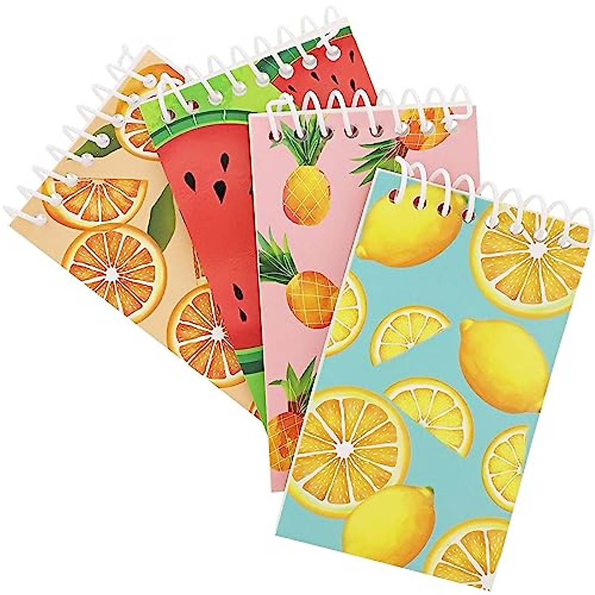 Juvale Mini Spiral-Bound Notebooks with 4 Fruit Designs (3 x 5 Inches, 24-Pack)