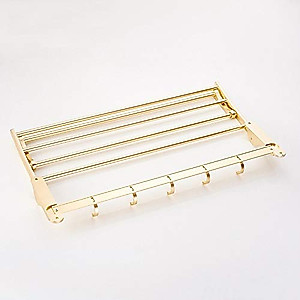SXNBH Towel Holder Bathroom Space Aluminum Rose Gold Hanger Fold Matt Bath Towel Rack Wall Mount Washroom Shelf Double Towel Rail para