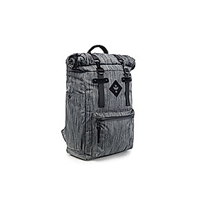 Revelry Supply The Drifter - Smell Proof, Water Resistant, Lockable, Rolltop Travel Backpack for Outdoors, Nature, Exploring (Stripped Dark Grey)