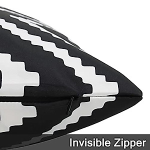 Adabana Outdoor Waterproof Boho Pillow Covers 18x18 Decorative Black and White Outdoor Throw Pillows Cover for Patio Furniture Pack of 2