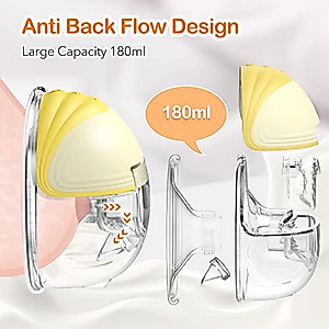 Wearable Breast Pump,Mute Breast Pump Hands Free with 2 Modes&9 Function,180ml Electric Breast Pump with Anti-Reflux Design,Portable Breast Pump Can Be Worn in-Bra-1 Pack