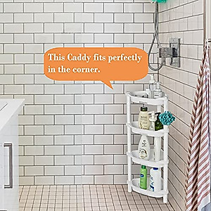 ELYKEN 4 Tier Shower Caddy Organizer Shelf Corner, 14.4 x 11.2 x 31.5 Inches, Rustproof, Plastic Shower Rack Stands for Inside Bathroom, Bathtub, Shower pan, White