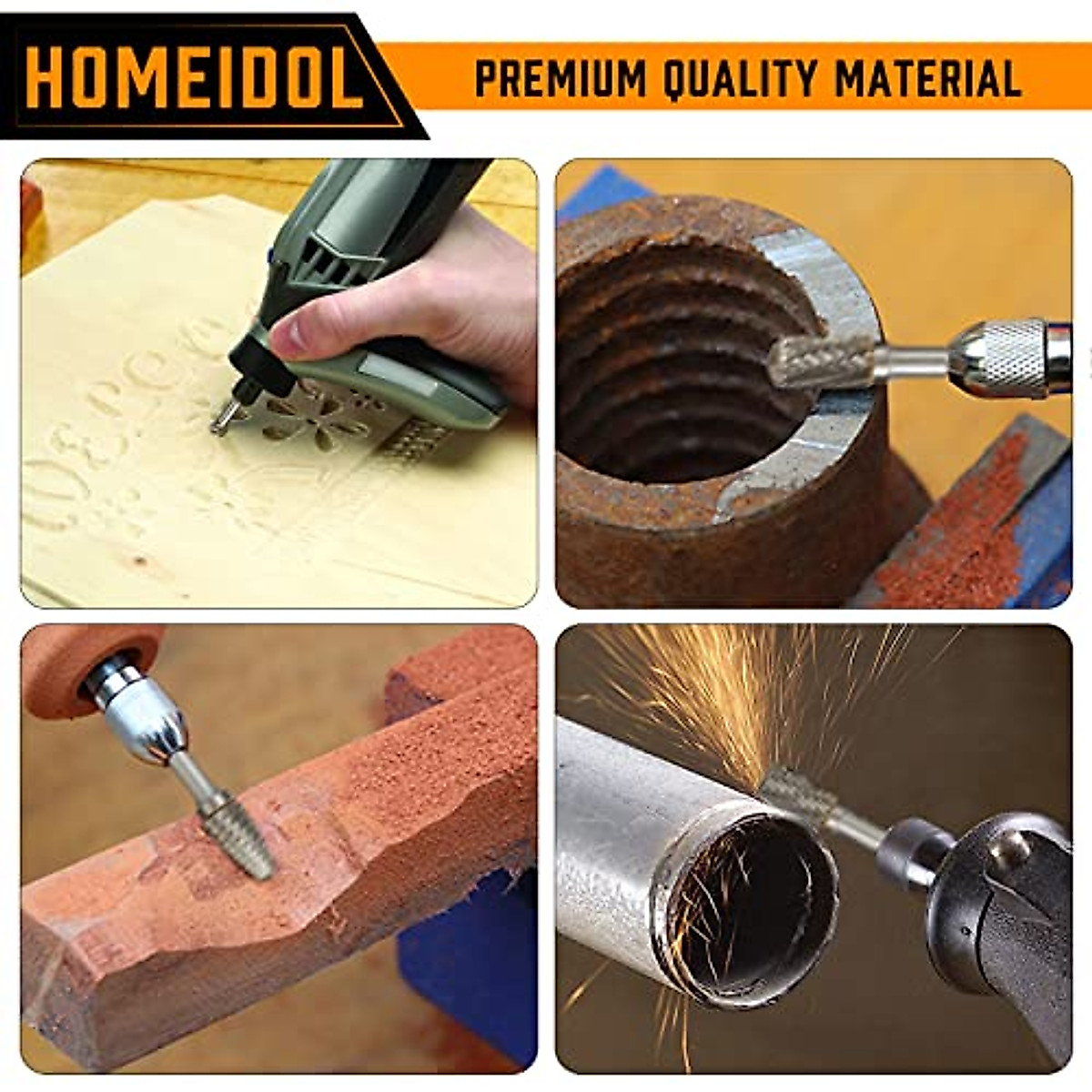 Carbide Burr Set Die Grinder Bits Rotary Tool Bits 1/4" Shank 10 PC Double Cut Wood Carving Accessories Cutting Burrs Metal Grinding Engraving Polishing Porting Trimming