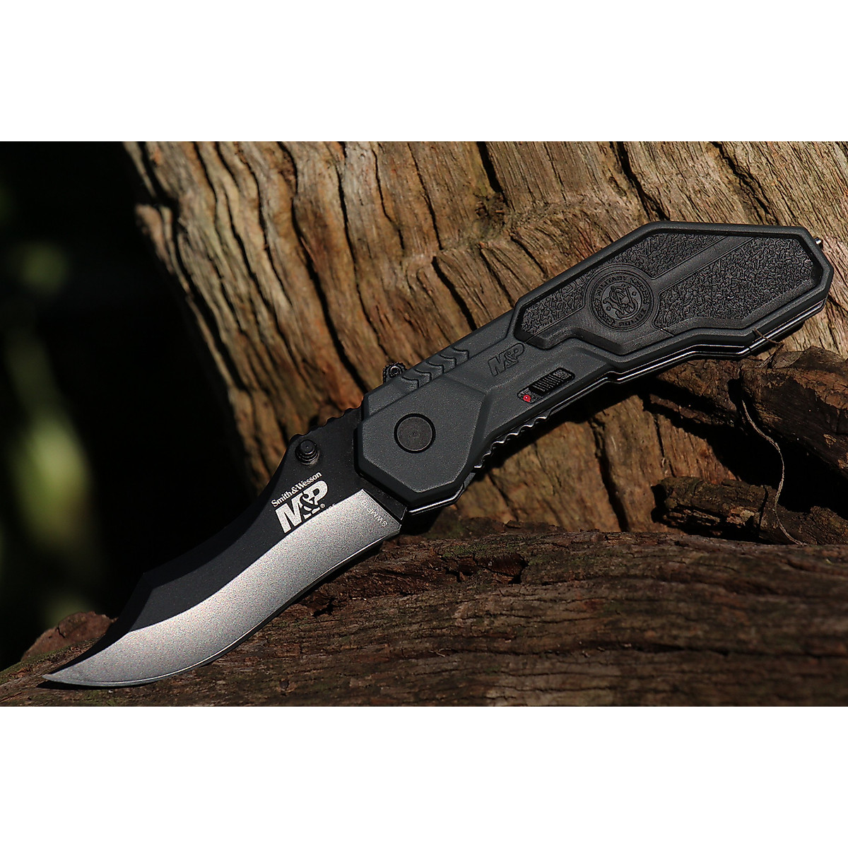 Smith & Wesson M&P SWMP1B 7.1in High Carbon S.S. Assisted Folding Knife with 2.9in Clip Point Blade and Aluminum Handle for Tactical, Survival and EDC,Black