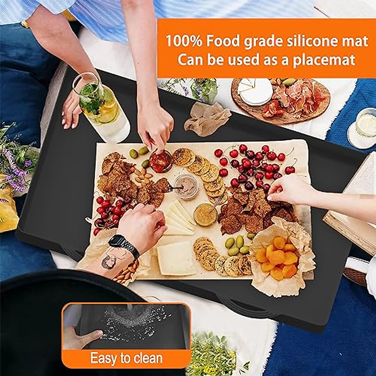 Upgraded Silicone Griddle Mat for Blackstone 22 Inch Griddle, Blackstone Griddle Mat 22 inch, Heavy Duty Food Grade Blackstone Griddle Accessories Protect Grill from Insects, Debris and Rust,Black