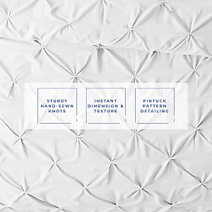 Kotton Culture 1000 Thread Count Pleated Duvet Cover - 1 Piece Duvet Set 100% Egyptian Cotton Breathable All Season with Zipper & Corner Ties Soft Comforter Cover (White, Oversized King)