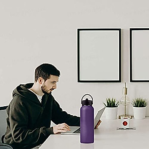 HKM Brothers Insulated Stainless Steel Water Bottle – Straw-Spout-Handle Lids, Vacuum Wide Mouth GalonWater Bottles – Ring-Collapsible – Straw Lids