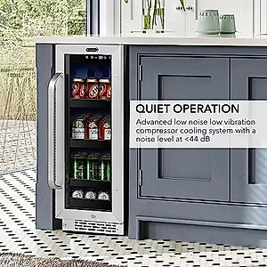 Whynter BBR-638SB Stainless Steel 12 inch Built Undercounter Beverage Refrigerator with Reversible Door, Digital Control, Lock and Carbon Filter, 60-Can