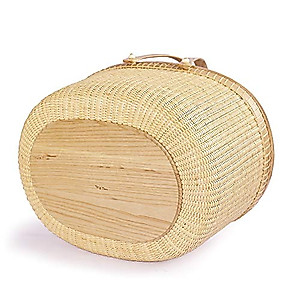 Teng Tian Nantucket Basket Crafts Cane-on-Cane Weave Picnic Basket Shopping Basket Basket Storage Basket Two Swing Handles (Ash Activity Double Open)