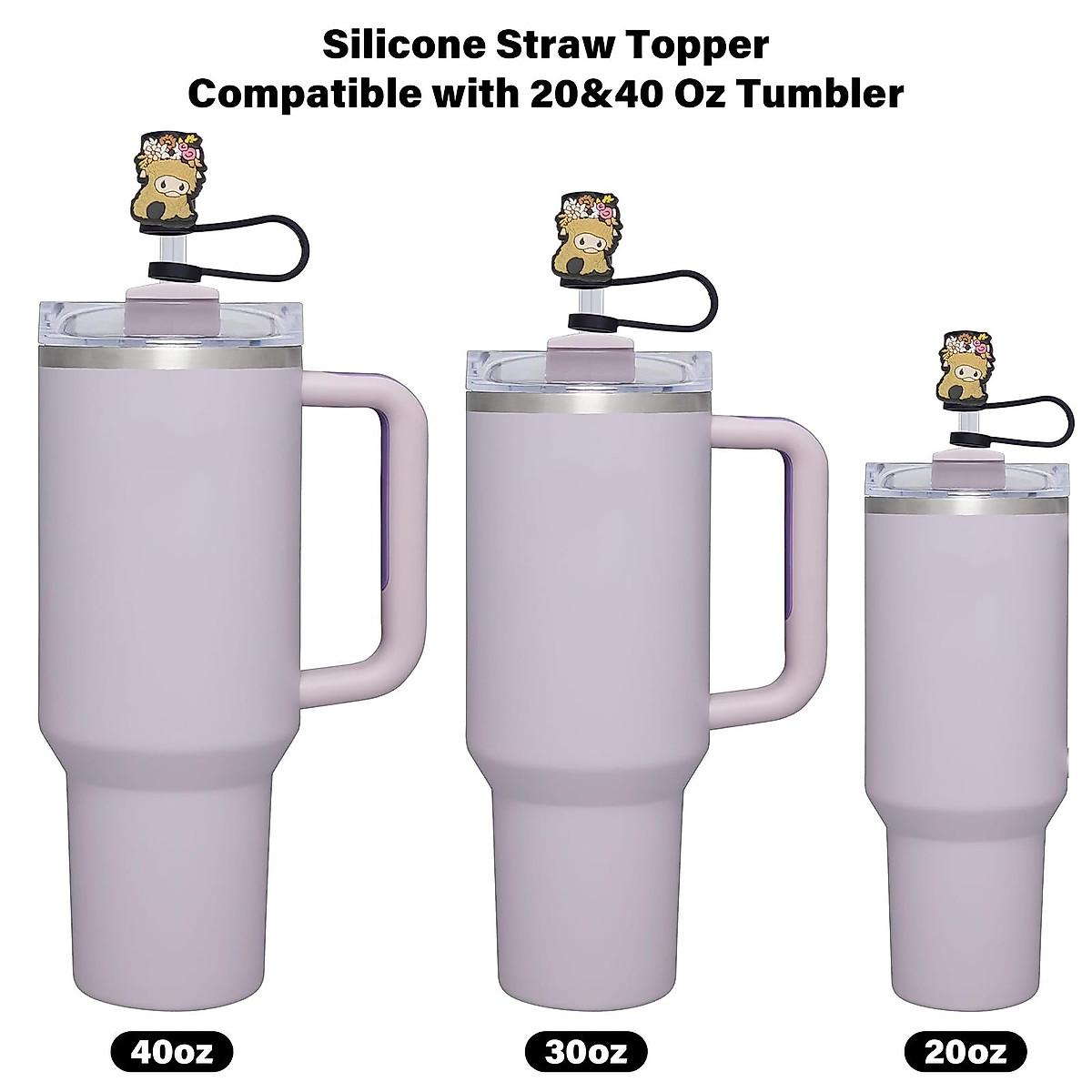 Straw Toppers, 6PCS 10mm Highland Cow Straw Cover Compatible with Stanley Yeti Tumbler Straw, 0.4in Cow Straw Topper Cap, Cute Stanley Cup Accessories