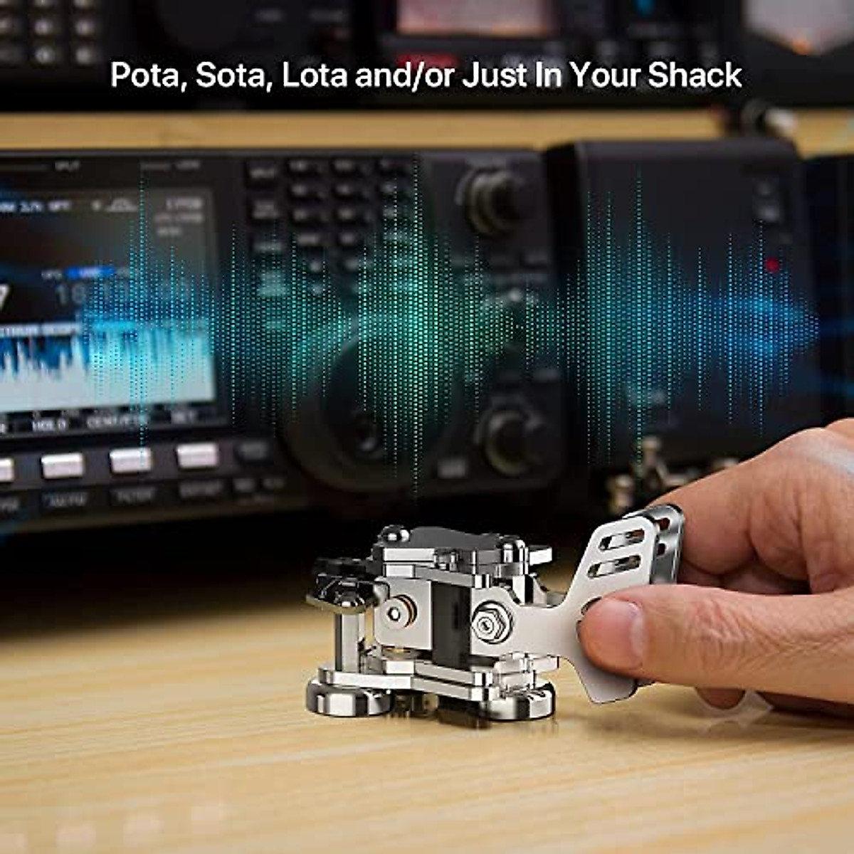 Putikeeg Mini Key Morse Radio HAM Send Telegram Double Paddle Morse Code Key with Stainless Steel Body Three Neodymium Magnets Base Silver