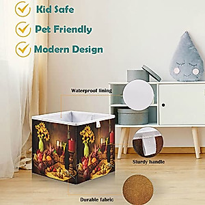 visesunny Closet Baskets Sunflower Red Wine Storage Bins Fabric Baskets for Organizing Shelves Foldable Storage Cube Bins for Clothes, Toys, Baby Toiletry, Office Supply