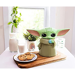 Star Wars: The Mandalorian Grogu The Child 13-Inch Ceramic Cookie Jar Container With Lid | Kitchen Storage For Snacks