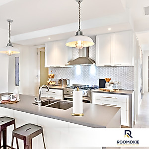 ROOMOXIE Stainless Steel Paper Towels Holder Stand Angled tip Gold Paper Towel Holder countertop 13 inch - Heavy Duty Weighted Kitchen countertop Paper Towel Holders Dispenser