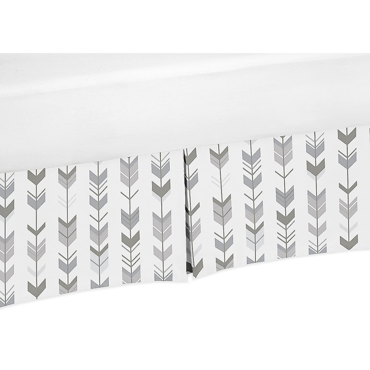 Grey and White Boy or Girl Unisex Pleated Crib Bed Skirt Dust Ruffle for Woodland Arrow Collection by Sweet Jojo Designs