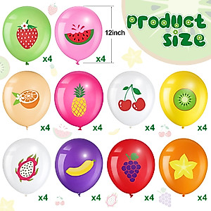 40 Pieces Fruit Balloons Summer Fruit Party Balloons Fruit Themed Party Decorations Tropical Strawberry Watermelon Latex Balloons for Summer Luau Holiday Party Birthday Baby Shower Supplies Decor