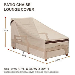 Patio Chaise Lounge Chair Cover Set of 2, Outdoor Lounge Covers Waterproof 80inch Begie Patio 2 Pack Pool Chair Covers Waterproof UV-Resistant Windproof Dustproof