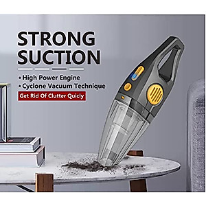 AZHZOLSK Dust Buster Upgrade Handheld Vacuum Cordless Rechargeable Handheld Vacuums 12000PA-14000PA High Power with Power Display for Car, Home, Office, Pet Hair Travel Cleaning Wet and Dry Use