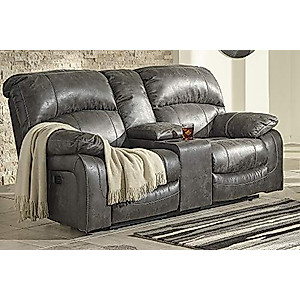 Signature Design by Ashley Dunwell Adjustable Power Reclining Loveseat with USB Charging, Gray