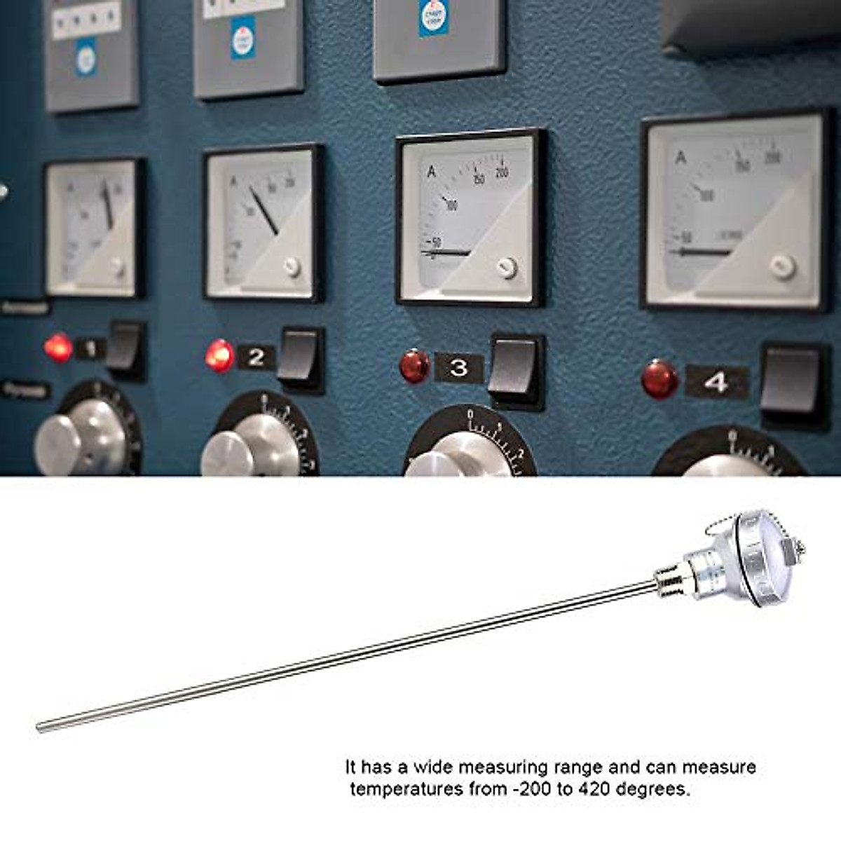 1/2" NPT Thread Thermocouple Terminal Head RTD PT100 Stainless Steel Temperature Sensor Probe (400mm)