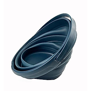 SAMMART 10L (2.6 Gallon) Collapsible Plastic Bucket - Foldable Round Tub - Portable Fishing Water Pail - Space Saving Outdoor Waterpot, Size 33cm Dia (Leaf Blue (Set of 2))