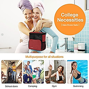 hatisan Portable Shower Caddy Dorm Room Essentials, Shower Caddy College Hanging Mesh Shower Caddy Bathroom Caddy, Shower Bag for College Shower Caddy Tote Traveling Gym Camping (Red)