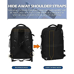 Hynes Eagle Travel Backpack 40L Flight Approved Carry on Backpack Men Large Cabin Weekender Laptop Backpack Women 15.6 inches Black with 3PCS Packing Cubes Set Black