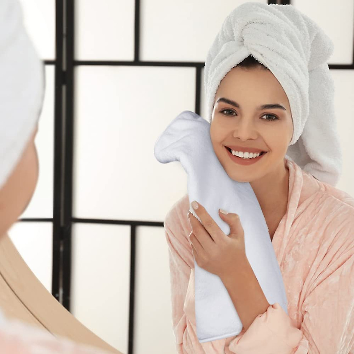 SINLAND Microfiber Hand Towels for Bathroom Super Soft Washcloth for Home Spa Sports Face Towels Hair Towels 16Inch x 30Inch White 3Pack