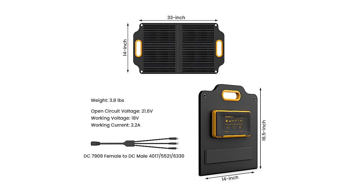 Powerness 40W Portable Solar Panel with LCD Display for Camping and ...