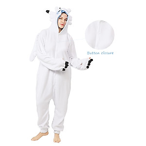 Oiziuzio Animal Unisex Onesie Holloween Cosplay Costume Dragon Pajamas for Adult Women Men White XL