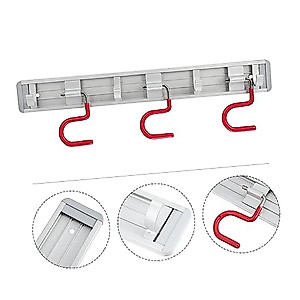HOOTNEE Broomstick Aluminum Mop Holder Broom Hanging Rack Broom Holder Hooks Adjustable Garage Tool Organizer Wall Mounted Clothes Mount Clothing Rack Key Rail Mop Organizer Aluminum Alloy