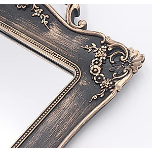 Tstarer Antique Decorative Gold Framed Square Mirror Tray, Jewelry & Cosmetics Organizer for Dresser, Square - 9.5" W x 14.5" L (Bronze)