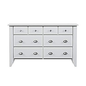 Sauder Shoal Creek Dresser, L: 54.65" x W: 18.43" x H: 33.03", Soft White finish