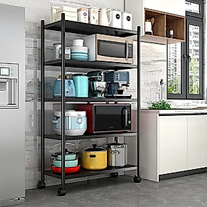 N/A Storage Rack Metal Storage Rack with Wheels Adjustable Shelves Kitchen Pantry Closet Stand (Color : A, Size : 160cm*50cm)