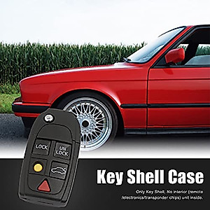 uxcell Car Replacement Remote Key Fob Shell Case for Volvo S60 S80 V70 XC70 XC90 5 Key Button Black