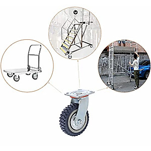 Chrov 6 Inch Heavy Duty Plate Casters Wheels Set of 4 Swivel Casters 1322lbs Smooth Silent 360 Degree Rotation Ball Bearing (2 with Brake Lock, 2 Without Brake)