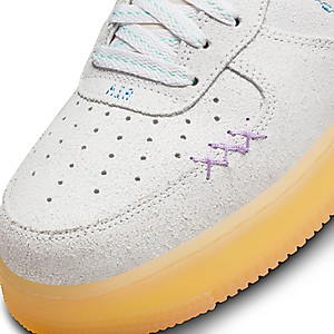 Nike mens Air Force 1 '07 LV8 shoes, Grey/University Blue/Orange, 14