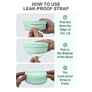 DGitaor Silicone Food Storage Containers Bowl, Set of 3 Reusable Silicone Bento Lunch Box Containers with Lids (17oz, 25oz, 42oz) Dishwasher, Microwave and Freezer Safe Mint Green