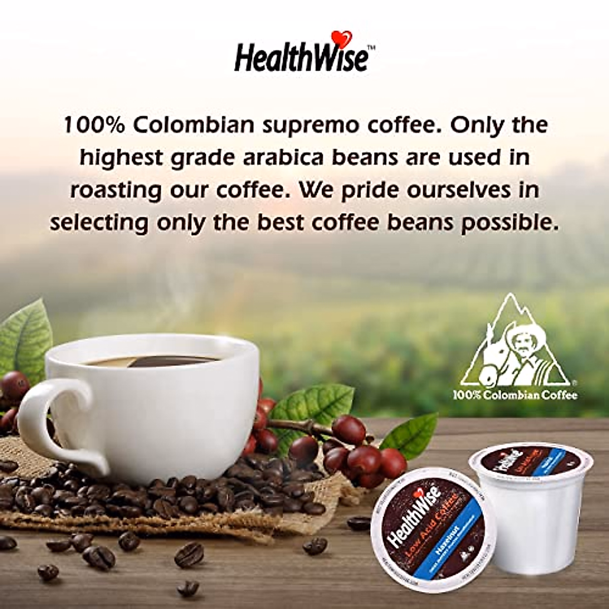 Healthwise Hazelnut Decaf Low Acid Coffee K-Cups - Swiss Water Process - Acid Reflux, Heartburn, Gastro Issues - Healthier Coffee For Sensitive Stomachs - Available In 4 Different Flavors - 12 Count