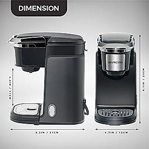 Mixpresso Single Cup Coffee Maker | Personal, Single Serve Coffee Brewer Machine, Compatible with Single-Cups | Quick Brew Technology, Programmable Features, One Touch Function (Black)