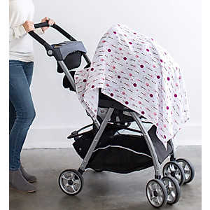 SwaddleDesigns Large Marquisette Receiving Swaddle Blanket for Baby Boys & Girls, Soft Premium Cotton Muslin, Boutique Quality, Best Shower Gift, Mocha Mod Circles on Lavender, Award Winner,Mocha and Lavender,46"x 46",SD-136L