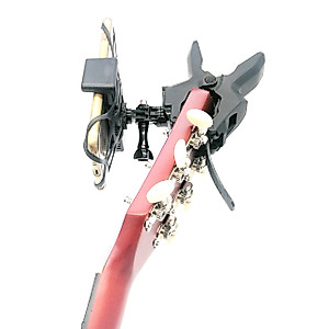 Combo Camera and Cell Phone Music Mount - Ukelele Guitar Headstock Mobile Phone Clamp Clip Mount for Smartphones and Gopro Action Cameras ~ Close Up Home Recording - Work for Any Microphone Stands