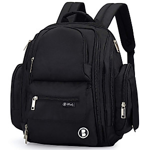 Diaper Bag backpack by Blissly for Baby Girls, Boys, Twins, Moms & Dads. 20 Total Pockets Including 4 Insulated Bottle Pockets, Wipe Pocket, Stroller Straps & Changing Pad