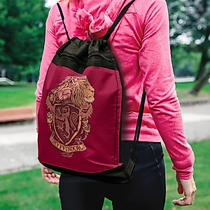 LOGOVISION Harry Potter Gryffindor Lion Crest Drawstring Backpack Sports Bag Sackpack 17" x 13", Perfect for Gym, Yoga or Practice